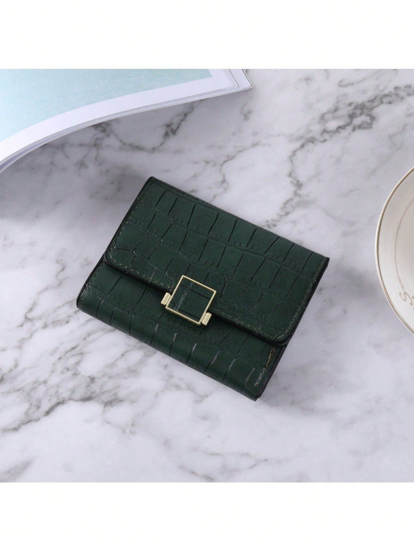 1 ST Krokodil Reliëf Flap Kleine portemonnee Kaarthouder Portemonnee ...