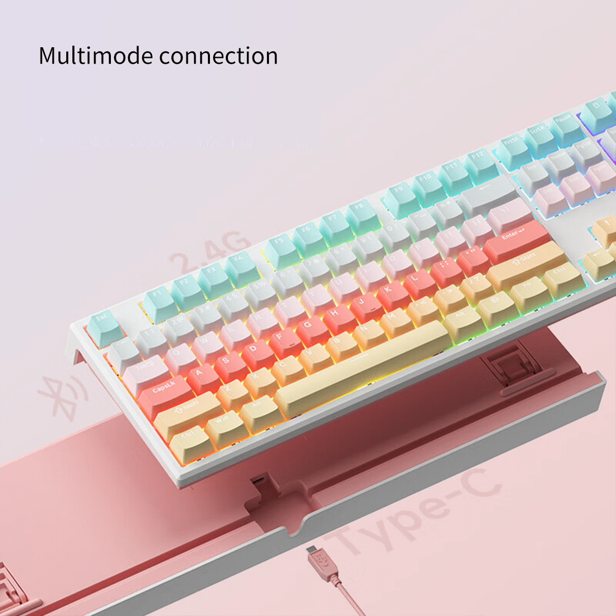 Monsgeek MG108B 1 white custom three mode mechanical keyboard Wireless ...