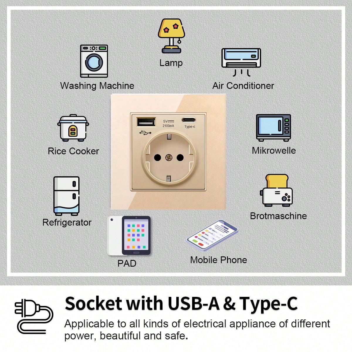 Gold Eu Standard Usb+type-c Sockets | SHEIN USA