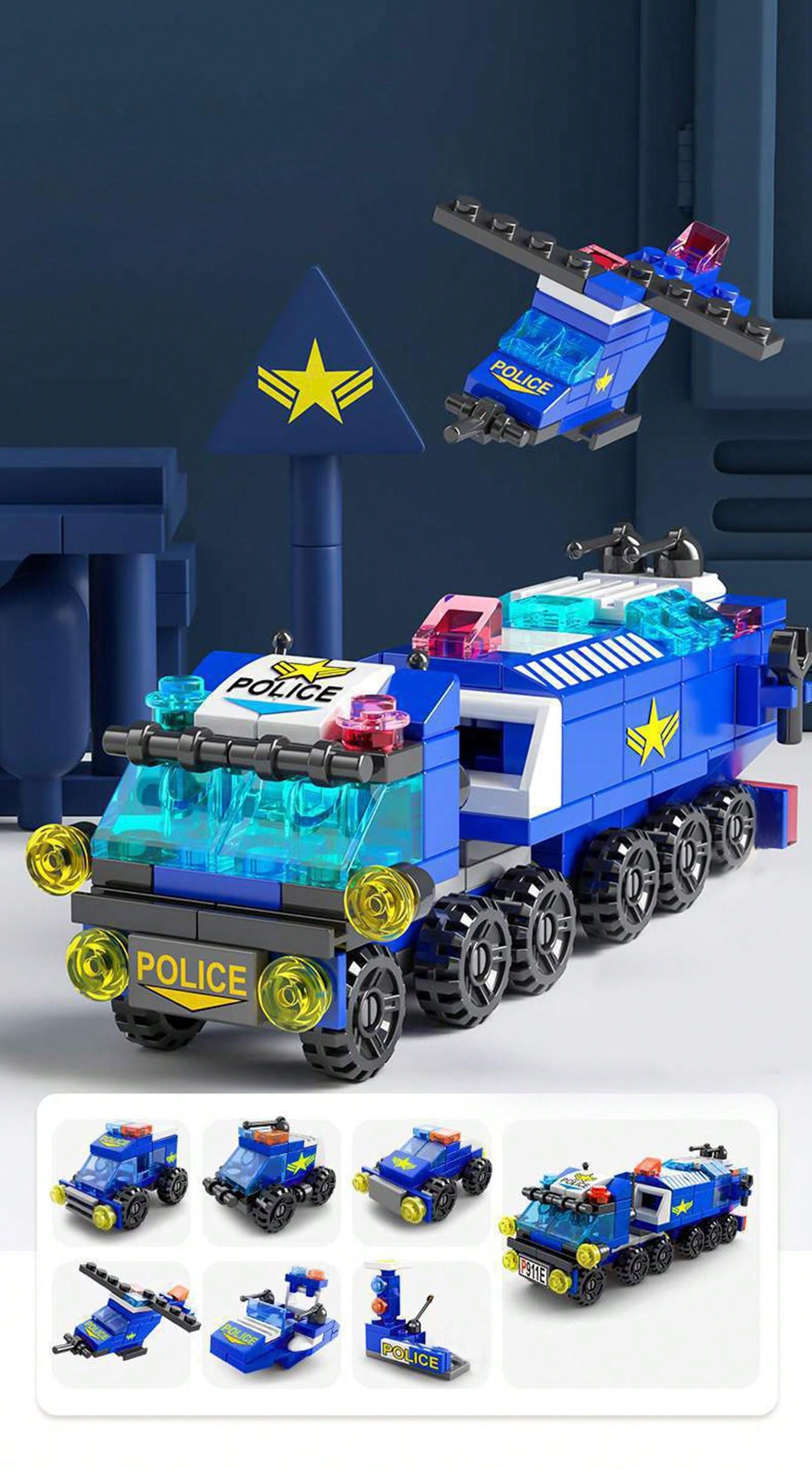 147pcs City Police Car Building Blocks Toy 6 In 1 Educational ...