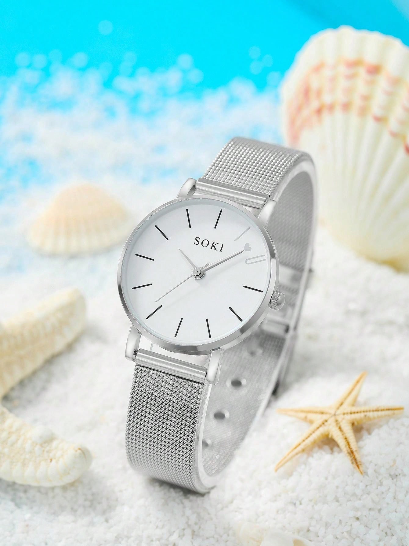 Ladies Watch 1pc Women's Stainless Steel Mesh Strap Quartz Watch With ...
