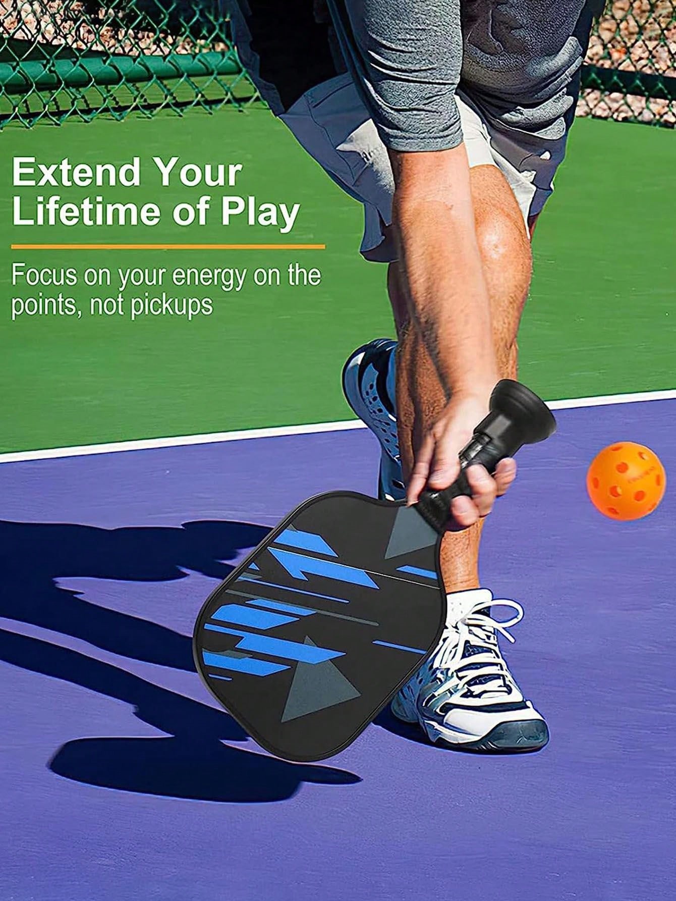2pcs Silicone Pickleball Paddle Ball Picker Upper With Upper Grabber