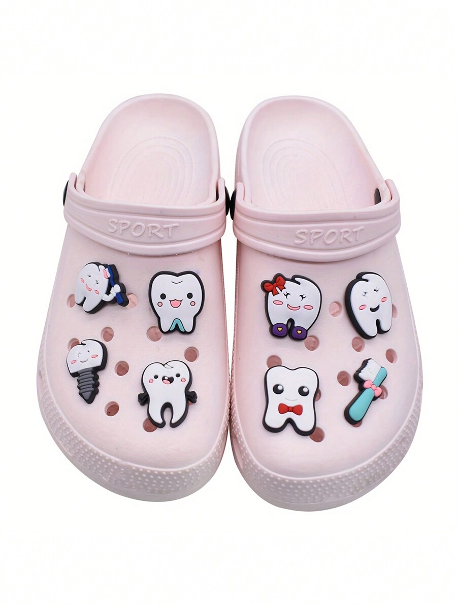 16pcs Cartoon Tooth Pattern Shoe Decorations Shoe Accessories Charms ...