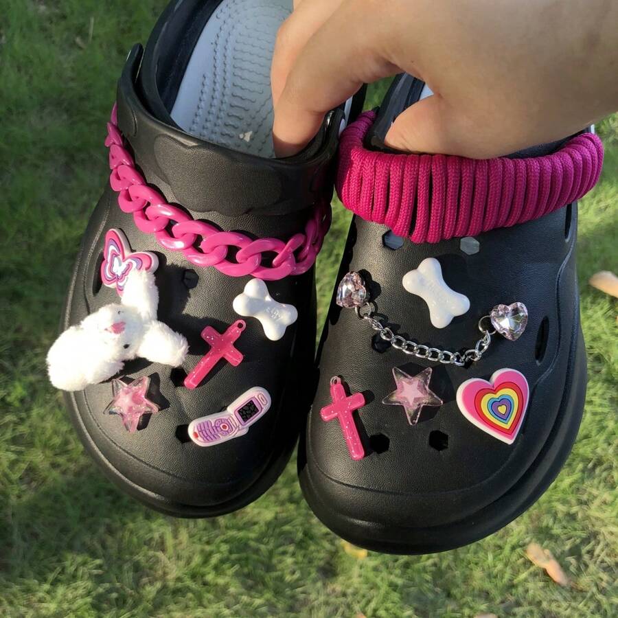 13pcs/set Y2k Aesthetic Pink Shoe Buckles For Sweet Cool Girls Goth ...