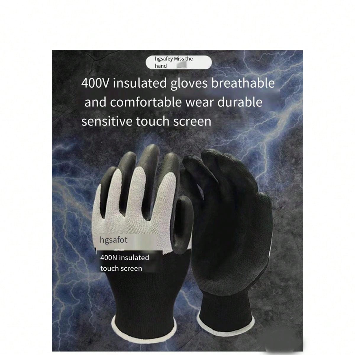 400v Thin Nitrile Electrician Gloves With Touch Screen Function & 380v ...