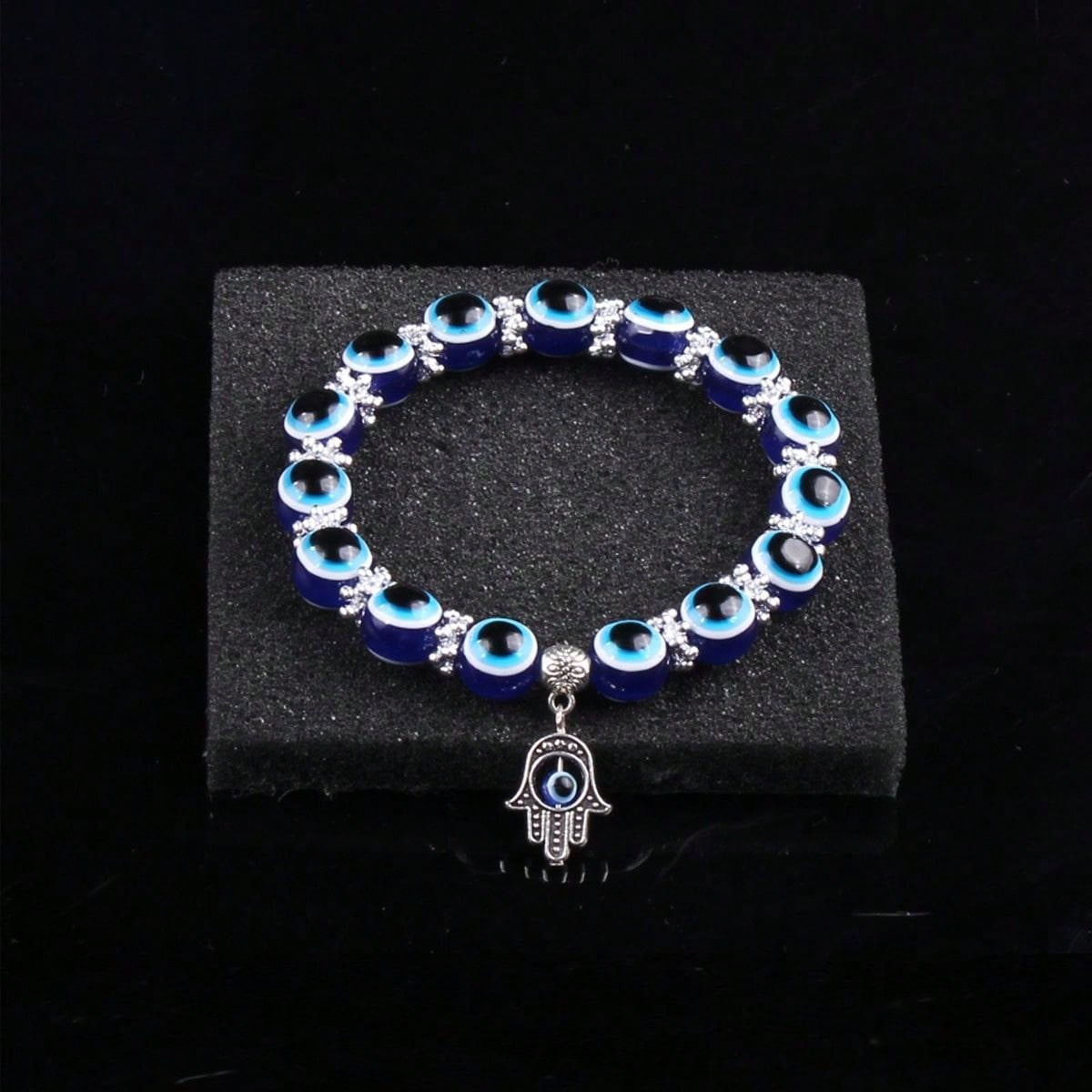 1pc Vintage Blue Eye Beads Hamsa Hand Bracelet Fashion Evil Eye Bracelet For Men Women | SHEIN USA