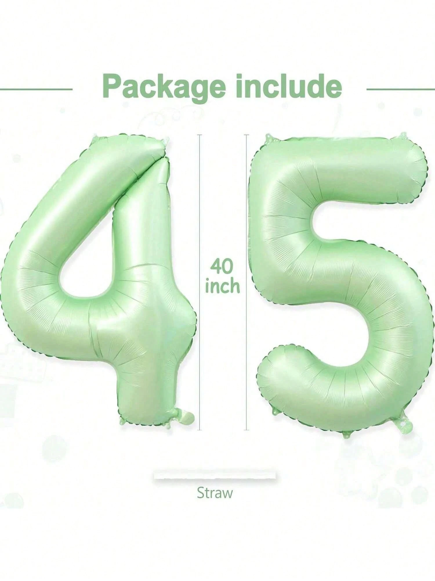 45 Balloon Number, 40-inch Light Green Foil Balloon Giant Helium Number ...