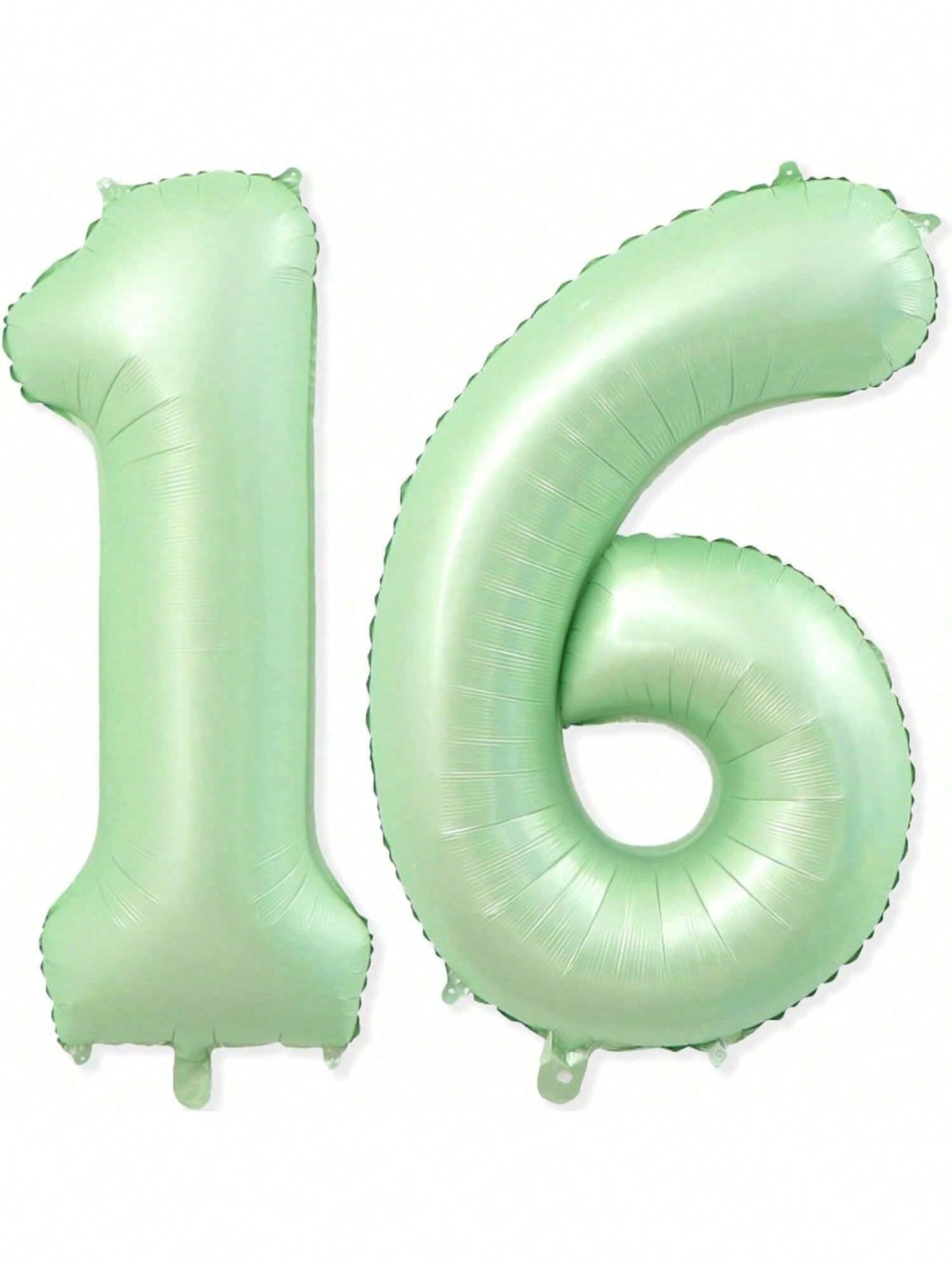 16 Balloon Number, 40 Inches Light Green Aluminum Foil Helium Balloon ...