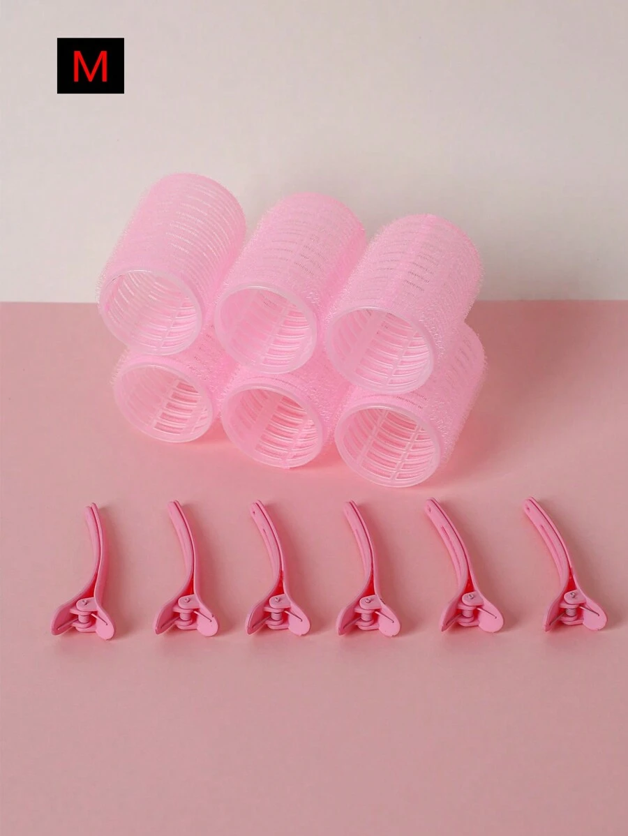 Medium Self-grip Curlers Set, 6pcs No-heat Hair Rollers With 6pcs Hair ...