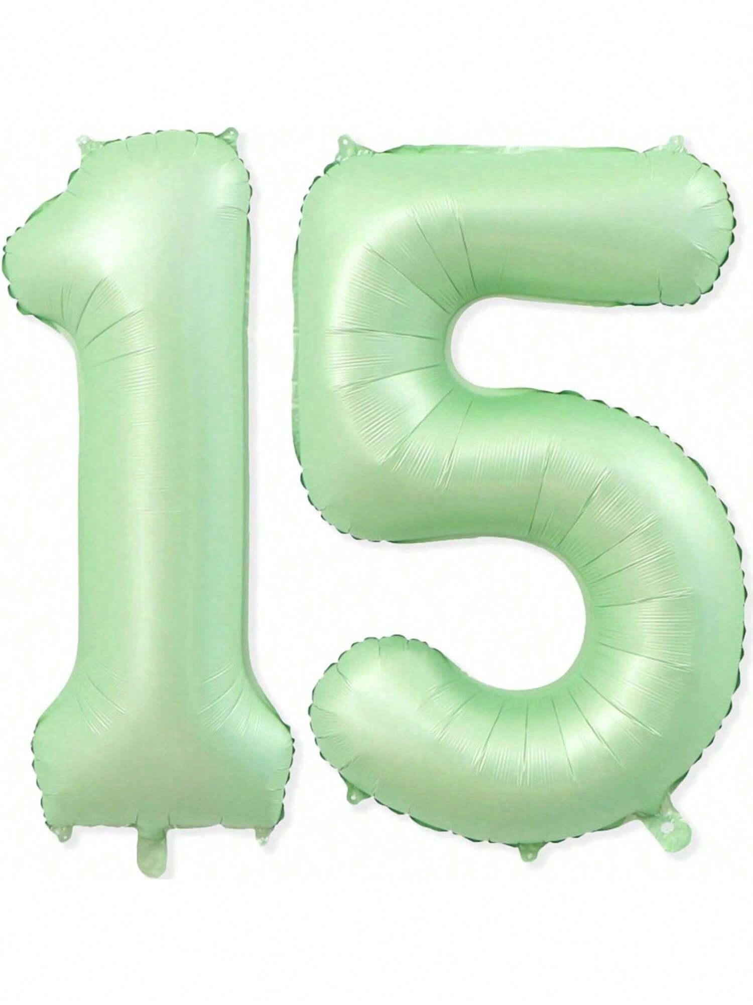 15 Number Balloons, 40 Inch Light Green Aluminum Foil Jumbo Helium ...