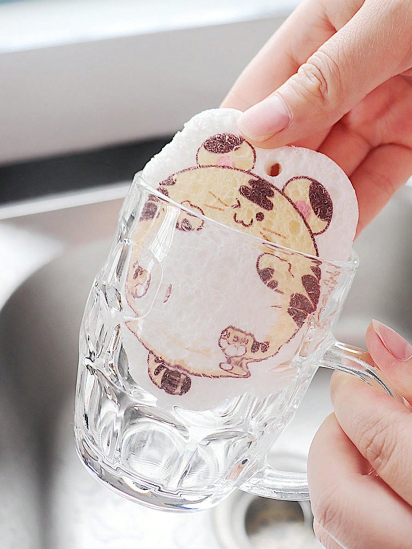 1 Cartoon Compressed Rag, Wood Pulp Sponge, Pot Wiping Artifact ...