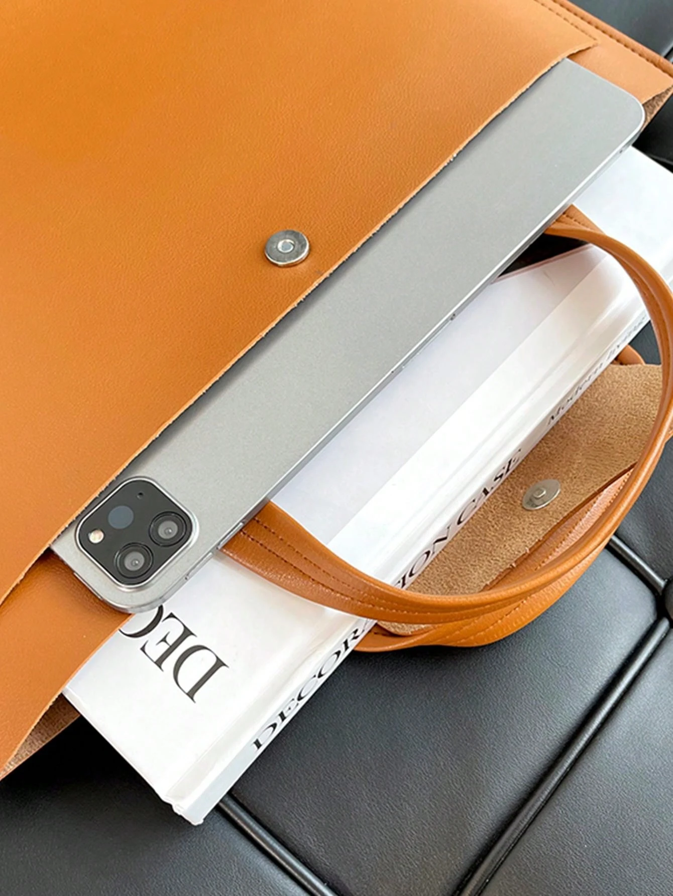 1pc 14-Inch Dual-Layer Pu Briefcase, Fashionable Tote Bag For Work And ...