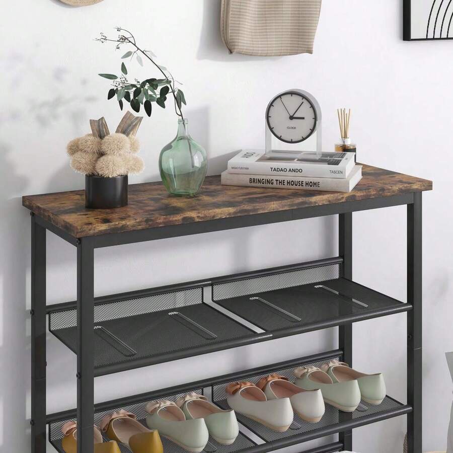Industrial shoe rack, adjustable country style 5-layer shoe rack ...