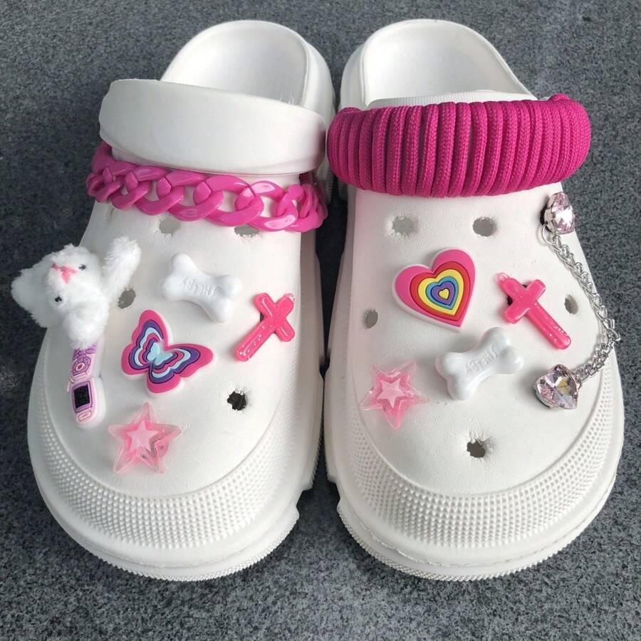 13pcs/set Y2k Aesthetic Pink Shoe Buckles For Sweet Cool Girls Goth ...