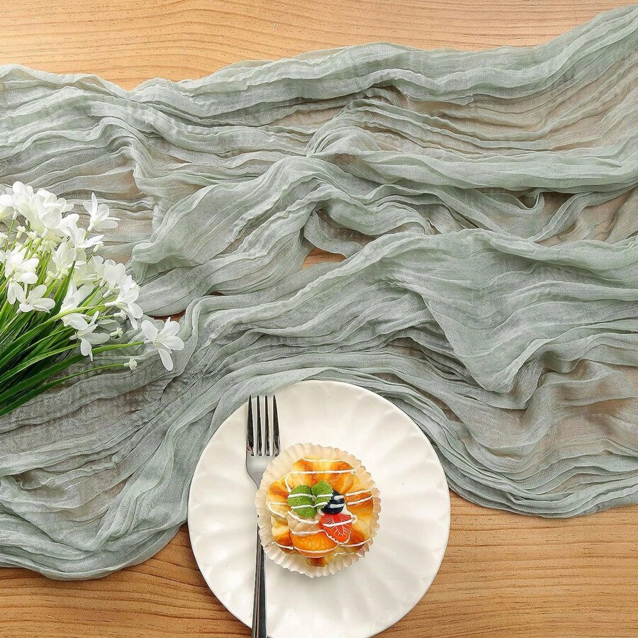 1pc Blue Cheese Cloth Table Runner Bohemian Gauze Cheesecloth Table ...