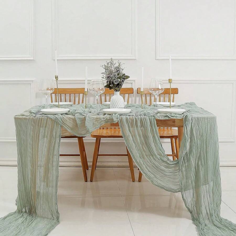 1pc Blue Cheese Cloth Table Runner Bohemian Gauze Cheesecloth Table ...