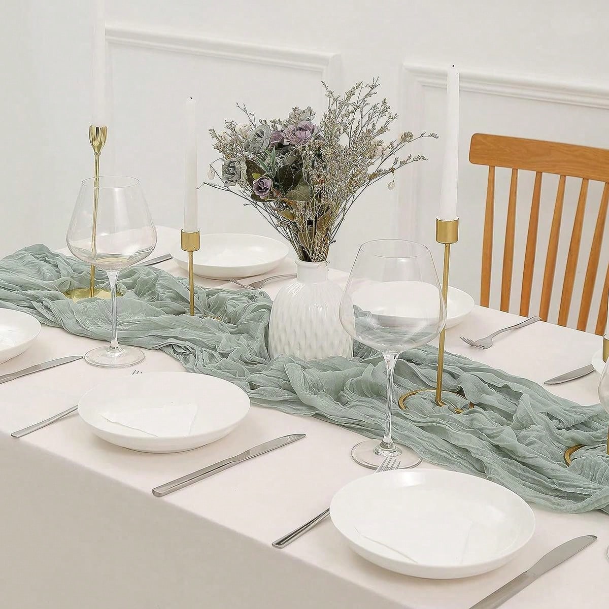 1pc Blue Cheese Cloth Table Runner Bohemian Gauze Cheesecloth Table ...