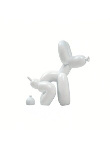 White Creative Funny Poop Balloon Dog Sculpture, Modern Art Squatting ...