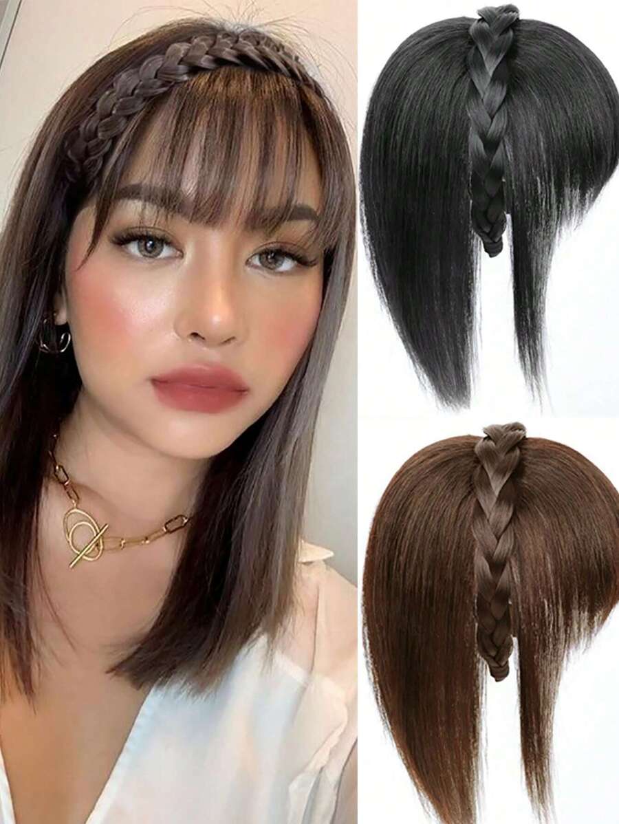 Synthetic Black Bangs Hair Extension Clip In Hairpiece Natural Fake ...