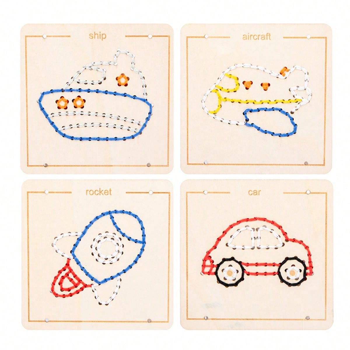 Wooden Threading & Embroidering Game Montessori Toy For Children In ...
