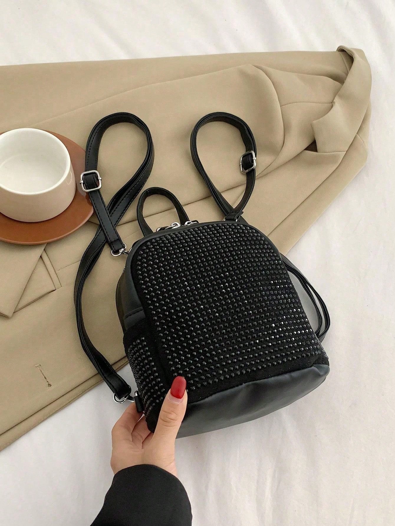 1 black rhinestone trim is stylish and simple, and the new backpack is ...