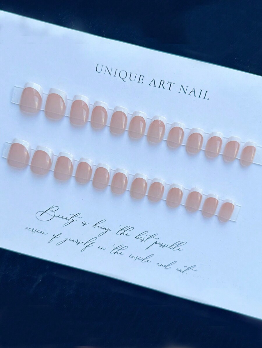 24pcs Short Square Shape Nail Tips With Minimalist Color Block & Fun ...