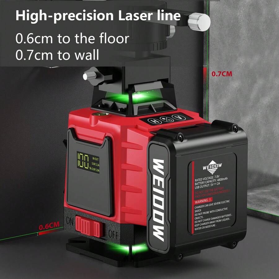 Weiddw 16 Line High-brightness Green Beam Laser Level With Accessories, 360° Rotatory Aluminum ...
