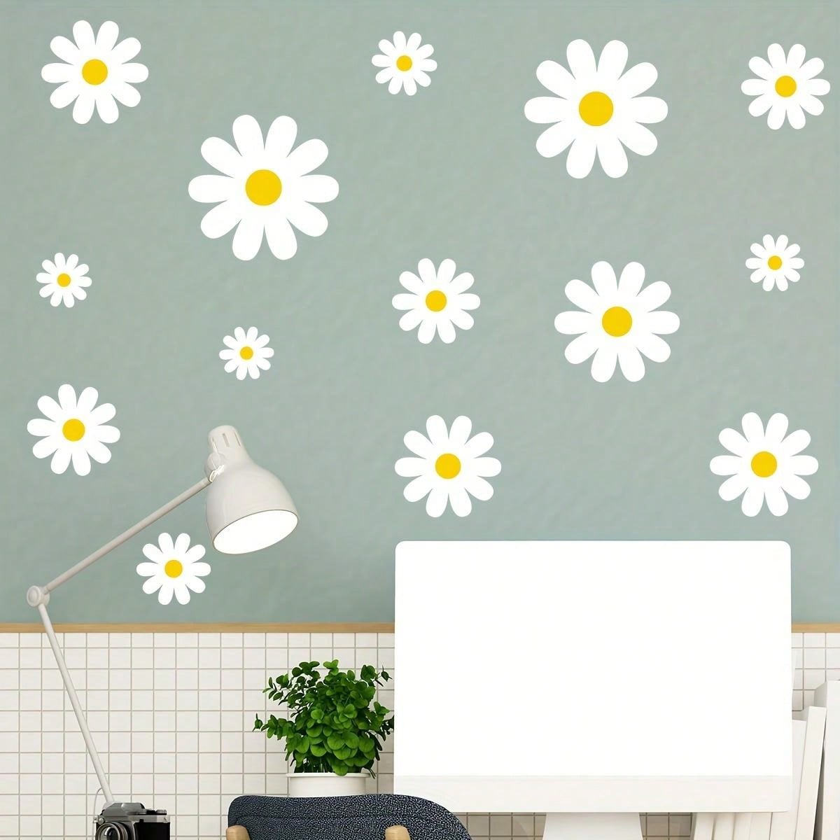 Creative small fresh daisy floral wallpaper for accent walls in living ...