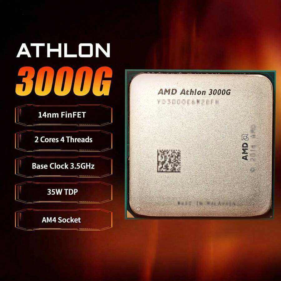 AMD AMD Athlon™ 3000G 2-Core, 4-Thread Desktop Processor, AM4 Socket ...