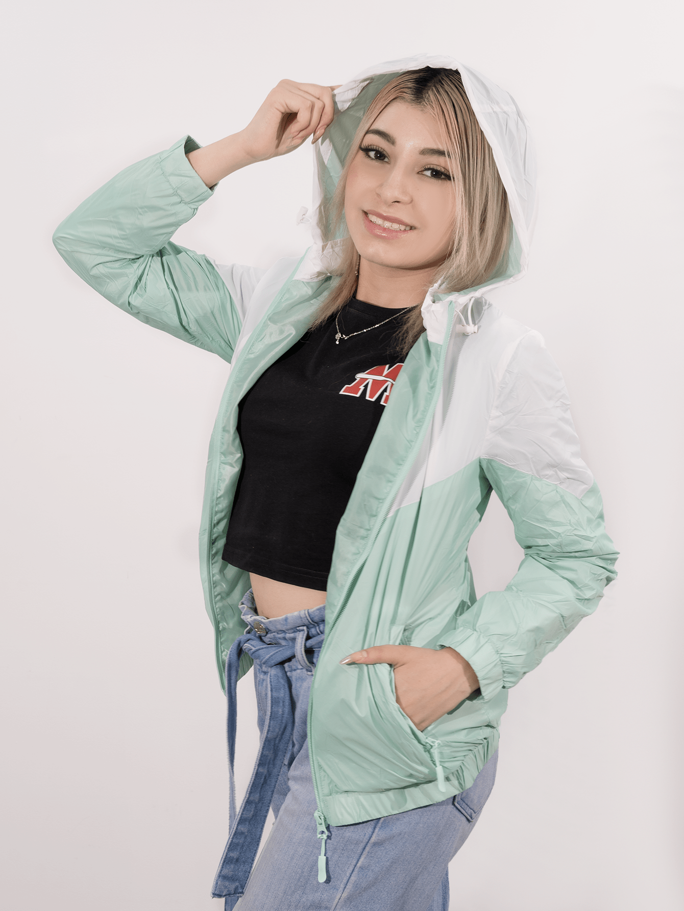 CHAMARRA LIGERA PARA DAMA, CHAMARRA BICOLOR, CHAMARRA CON CIERRE DELANTERO Y BOLSILLOS LATERALES ...