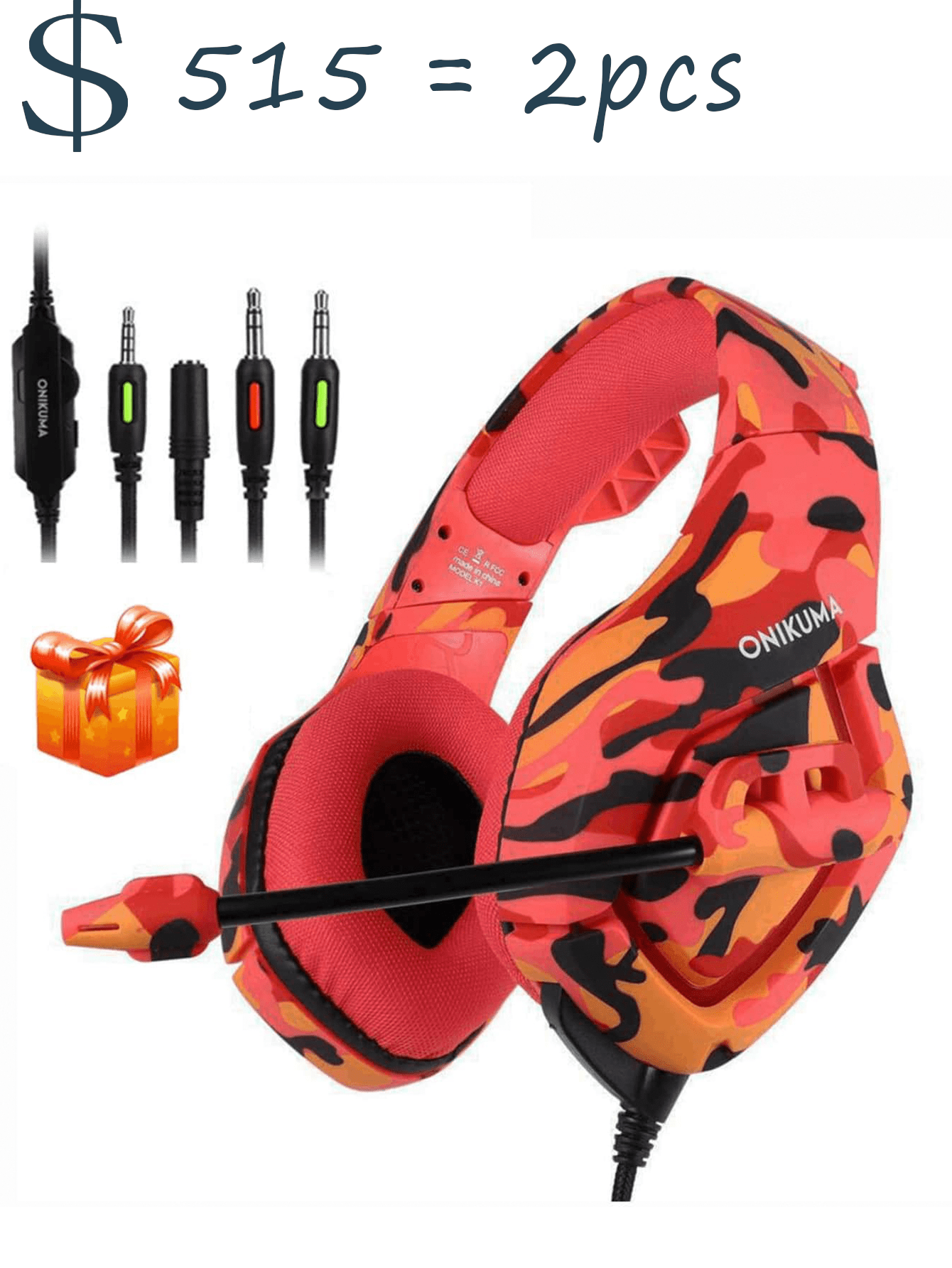 2pcs Auriculares Gaming Headset Rojo: Audífonos Gamer de Alta Calidad ...