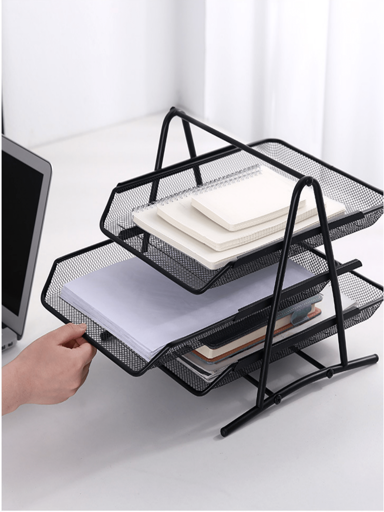 Desktop Multi-tier Metal Wire Mesh File Rack Stand For Documents With ...