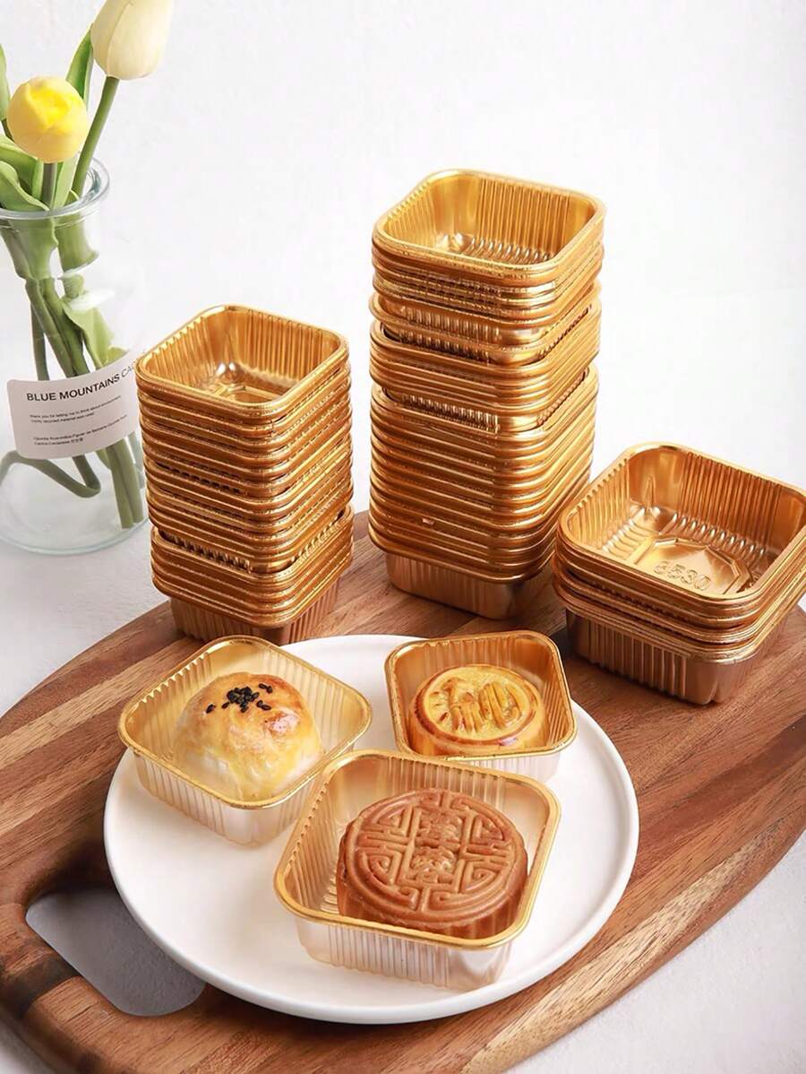 100pcs, Moon Cake Boxes, Plastic Mooncake Trays, Cake Wrappers, Chinese ...