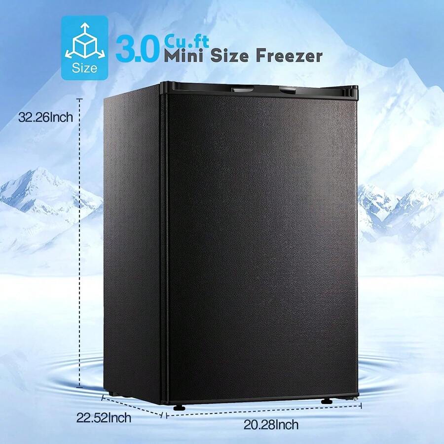 Upright Compact Freezer 3.0 Cu.Ft, Freestanding Mini Freezer With ...