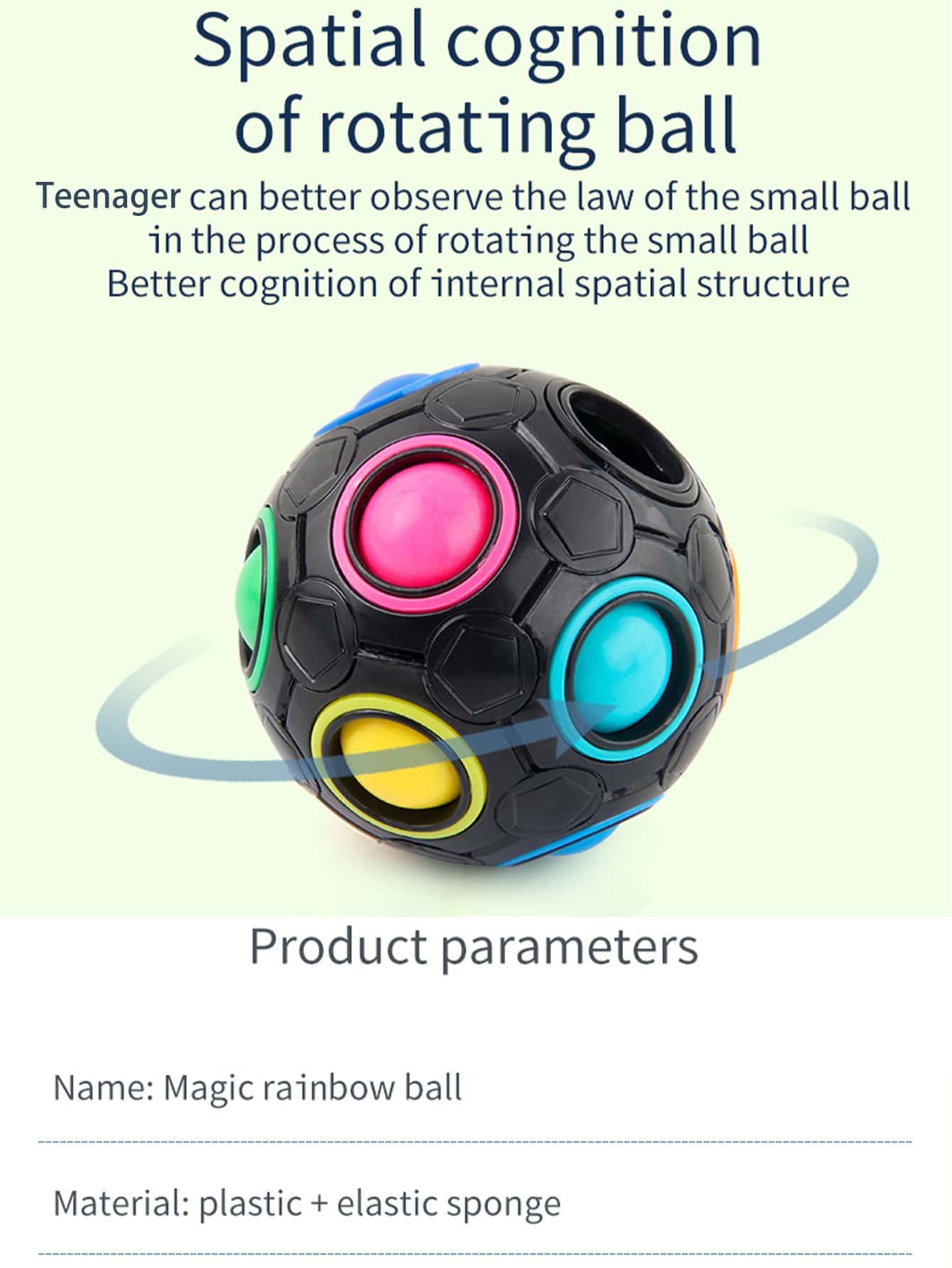 1pc Teenagers Black Light Gray Rainbow Ball Relief Pressure Rotating ...