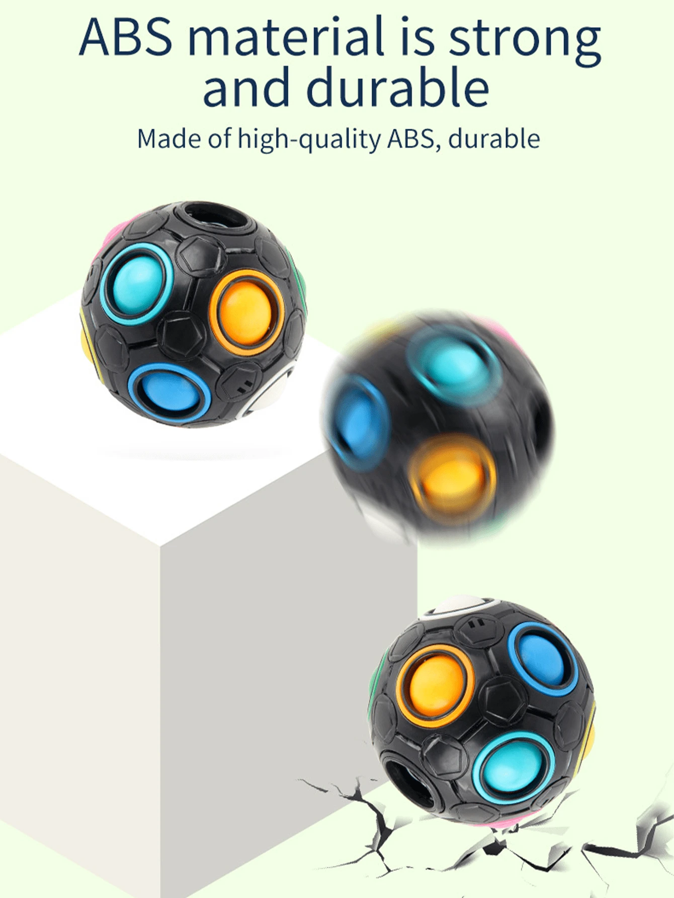 1pc Teenagers Black Light Gray Rainbow Ball Relief Pressure Rotating ...