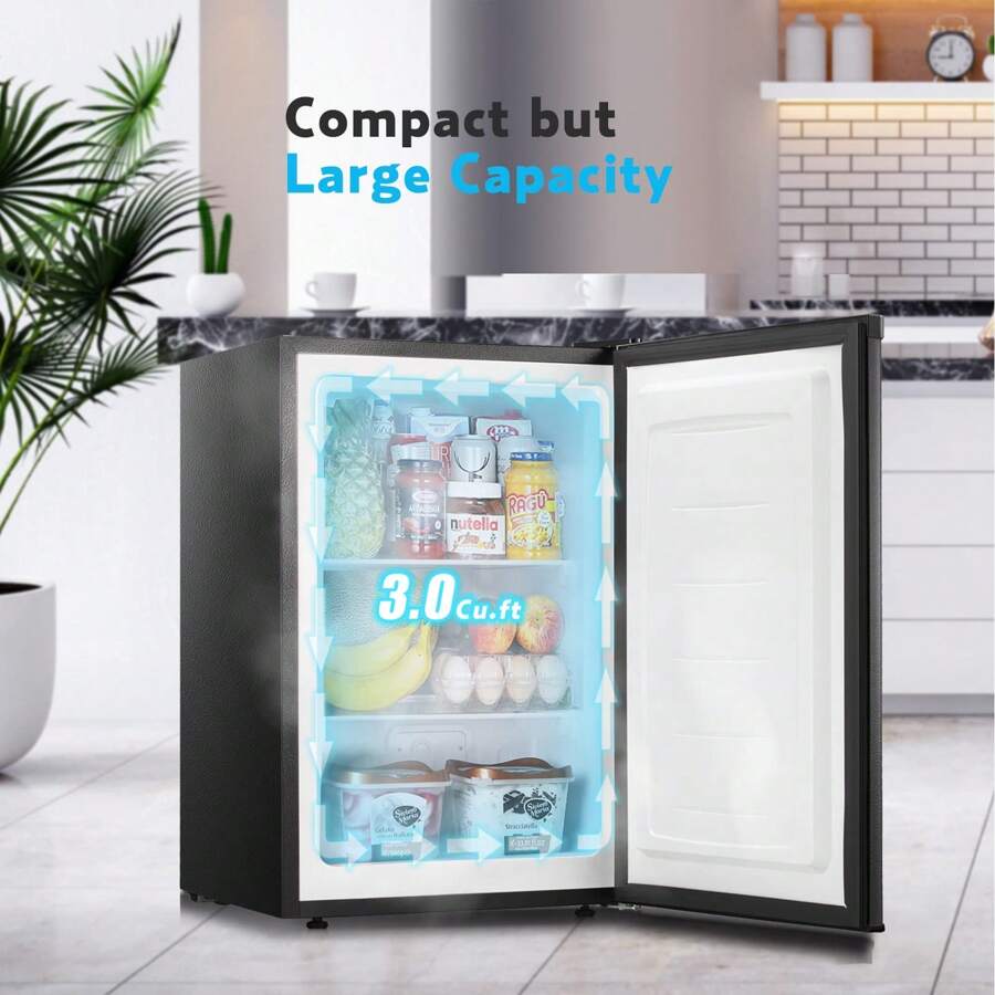 Upright Compact Freezer 3.0 Cu.Ft, Freestanding Mini Freezer With ...