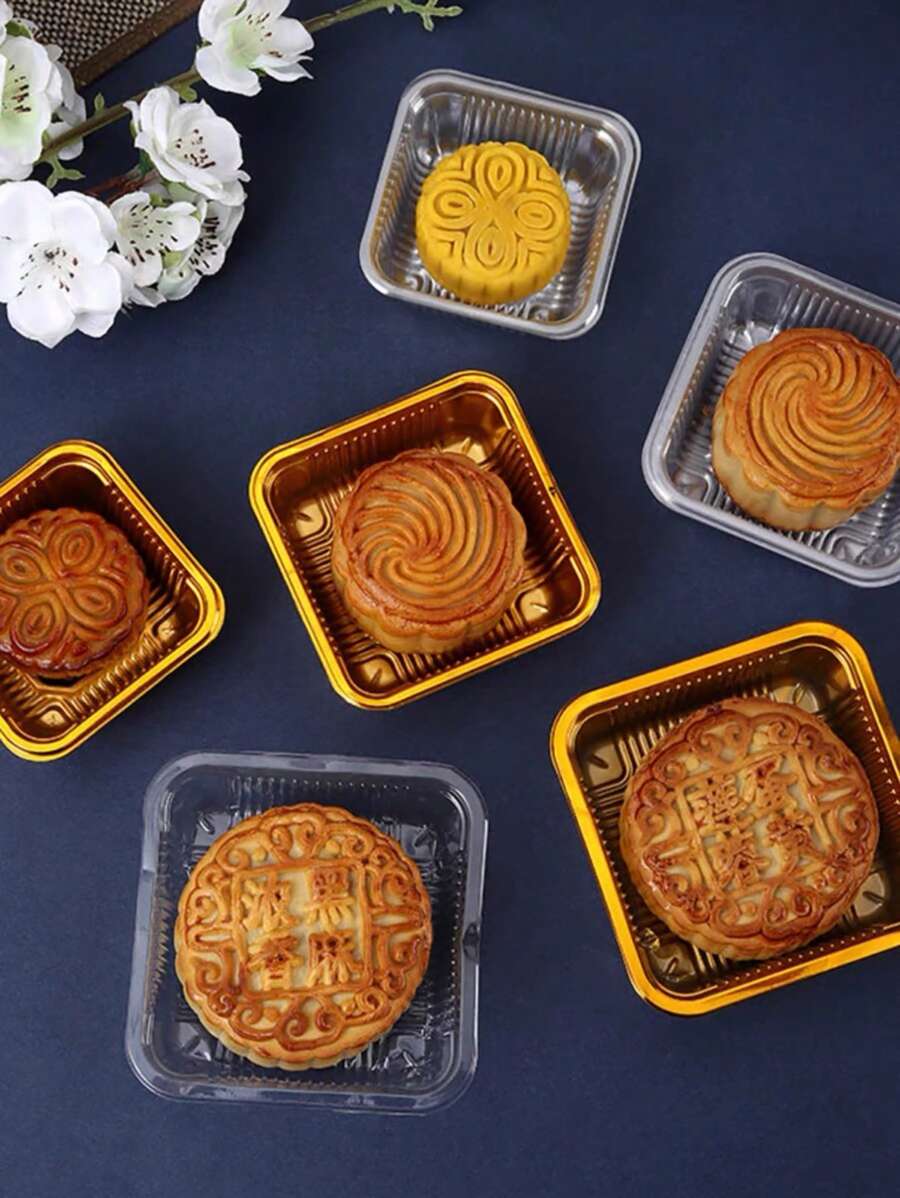100pcs, Moon Cake Boxes, Plastic Mooncake Trays, Cake Wrappers, Chinese ...