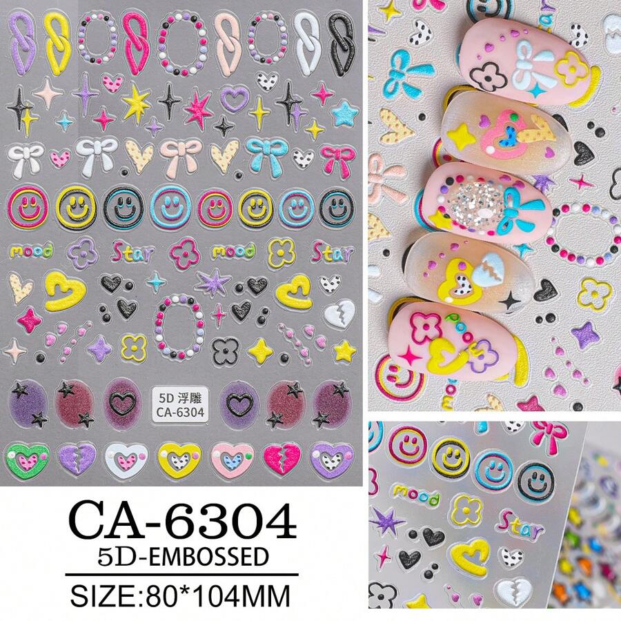 5d Sculpture Sticker With Dopamine, Cute Lines, Flowers, Hearts ...