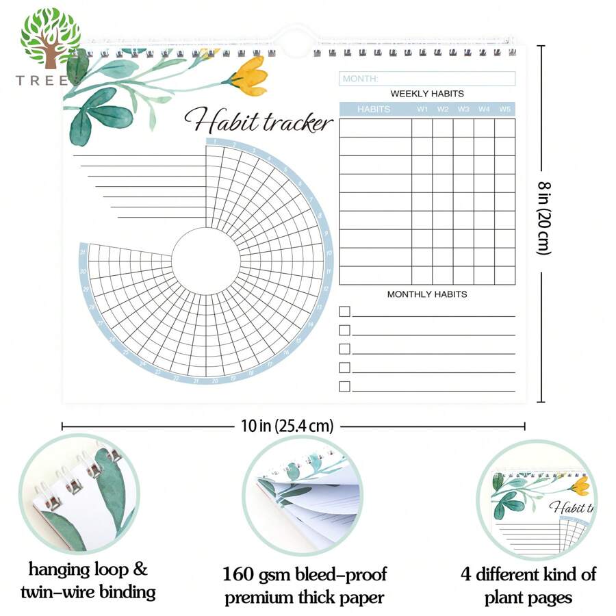 Habit Tracker Calendar & To Do List Planner, Spiral Bound Daily Weekly ...