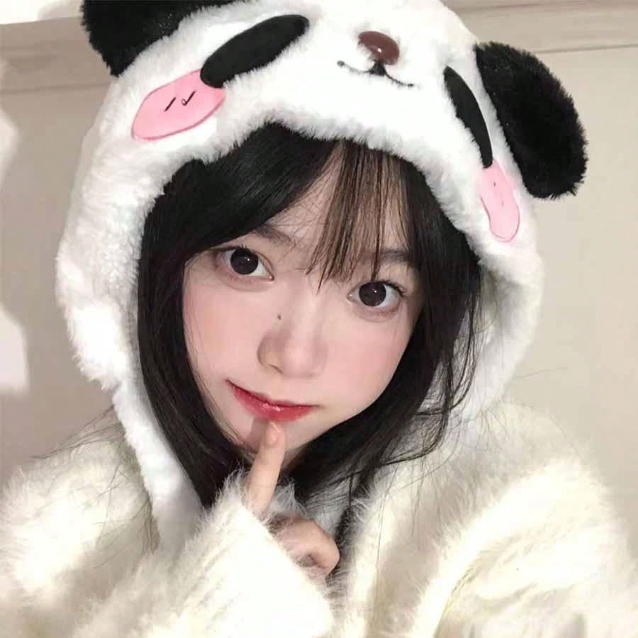 Cute Plush Panda Ear Muffs Earflap Hat, Winter Ear Warmer Headband With ...