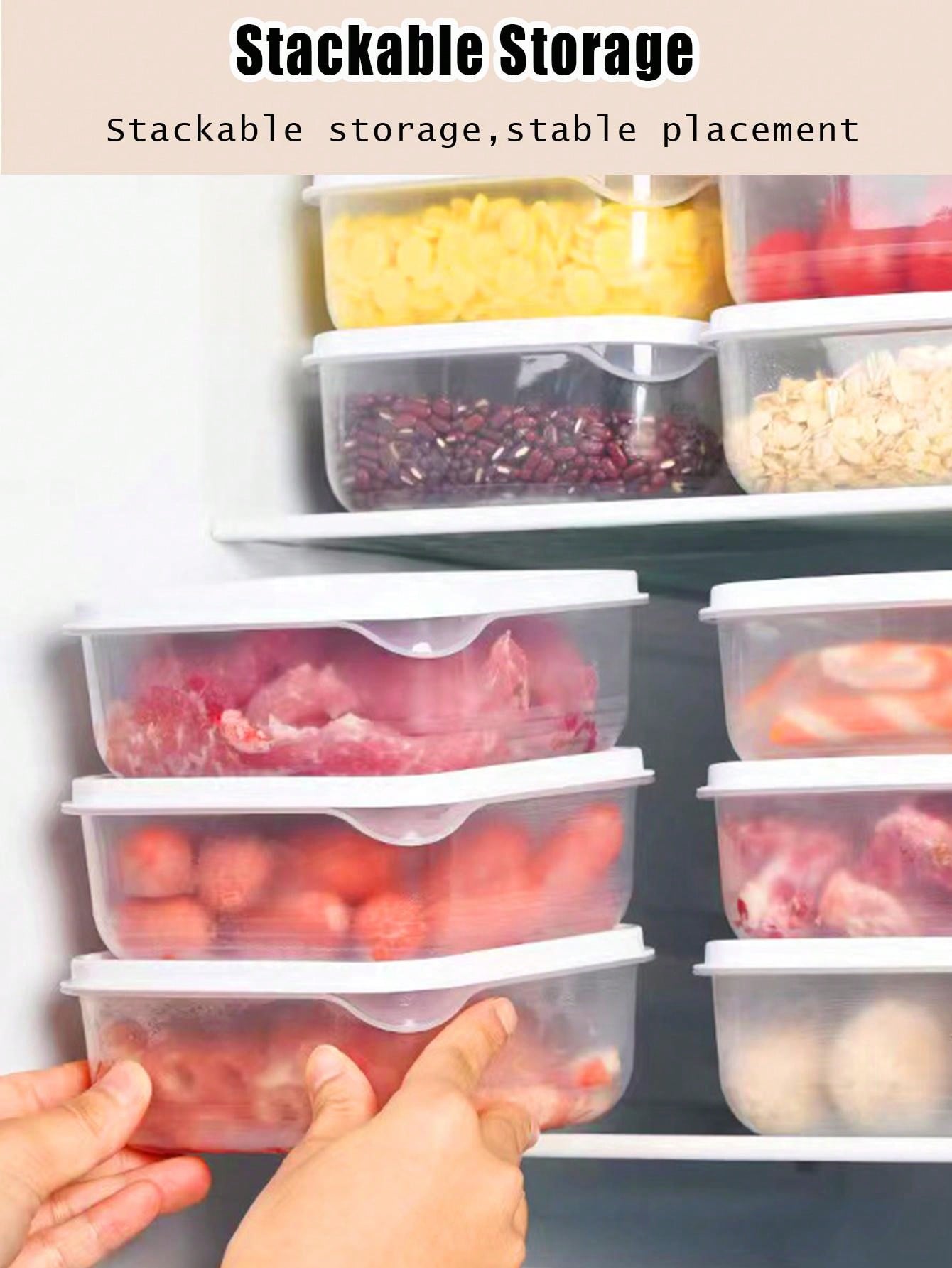 10 Packs Stackable Fridge Organizer, Refrigerator Organizer Bins with ...