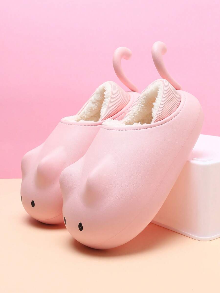 Women's Cute Cat Design Indoor Slippers, Warm Soft Plush Pink House ...