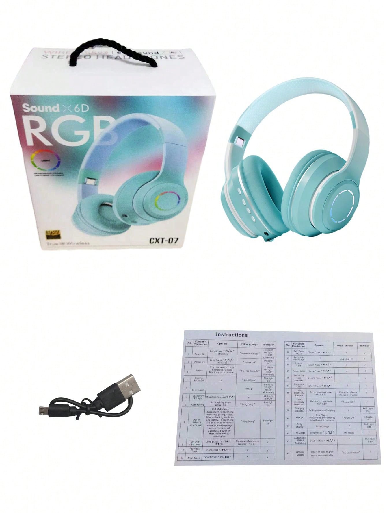 Over-ear Wireless Gaming Headset, Illuminating Color Gradient Wireless ...