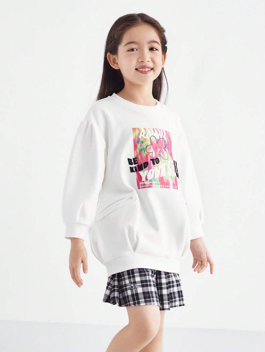 Annil เสื้อสเวตเชิ้ตแขนยาวทรงหลวมและน่ารักสำหรับเด็กผู้หญิง สีขาว ...
