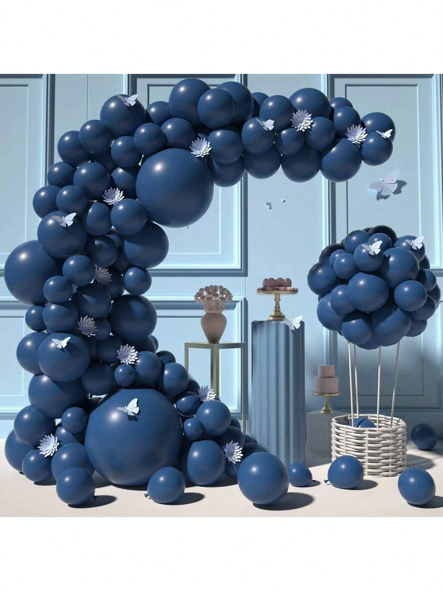 Navy Blue Balloon Garland Kit - 120pcs 18/10/12/5 Inch Latex Balloons In Different Sizes ...