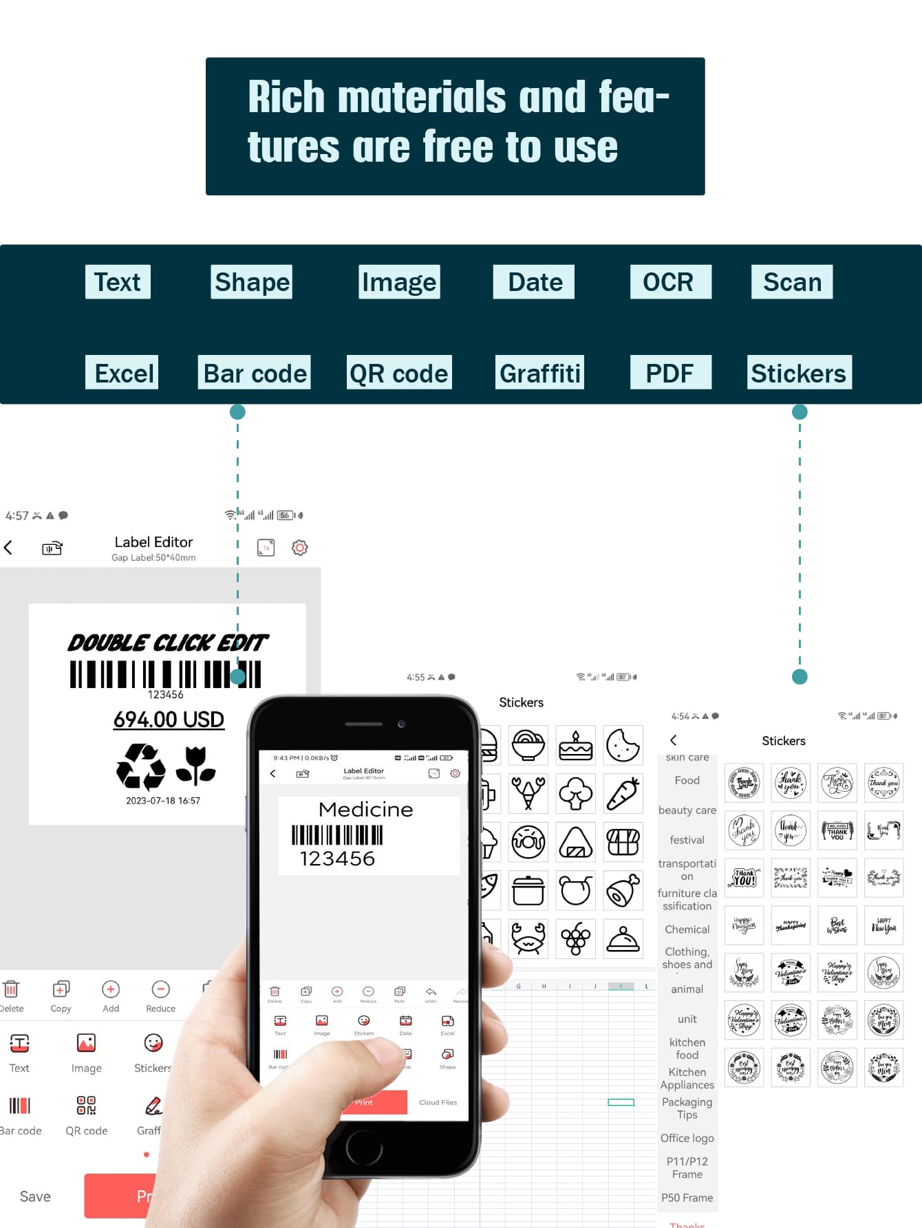 Marklife D100 Bt, Impressora De Etiquetas De Remessa Térmica Sem Fio Branca Para Pc, Para ...