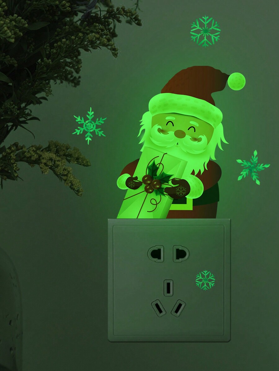 1pc Luminous Christmas Santa Claus Switch Sticker, Bedroom Living Room ...
