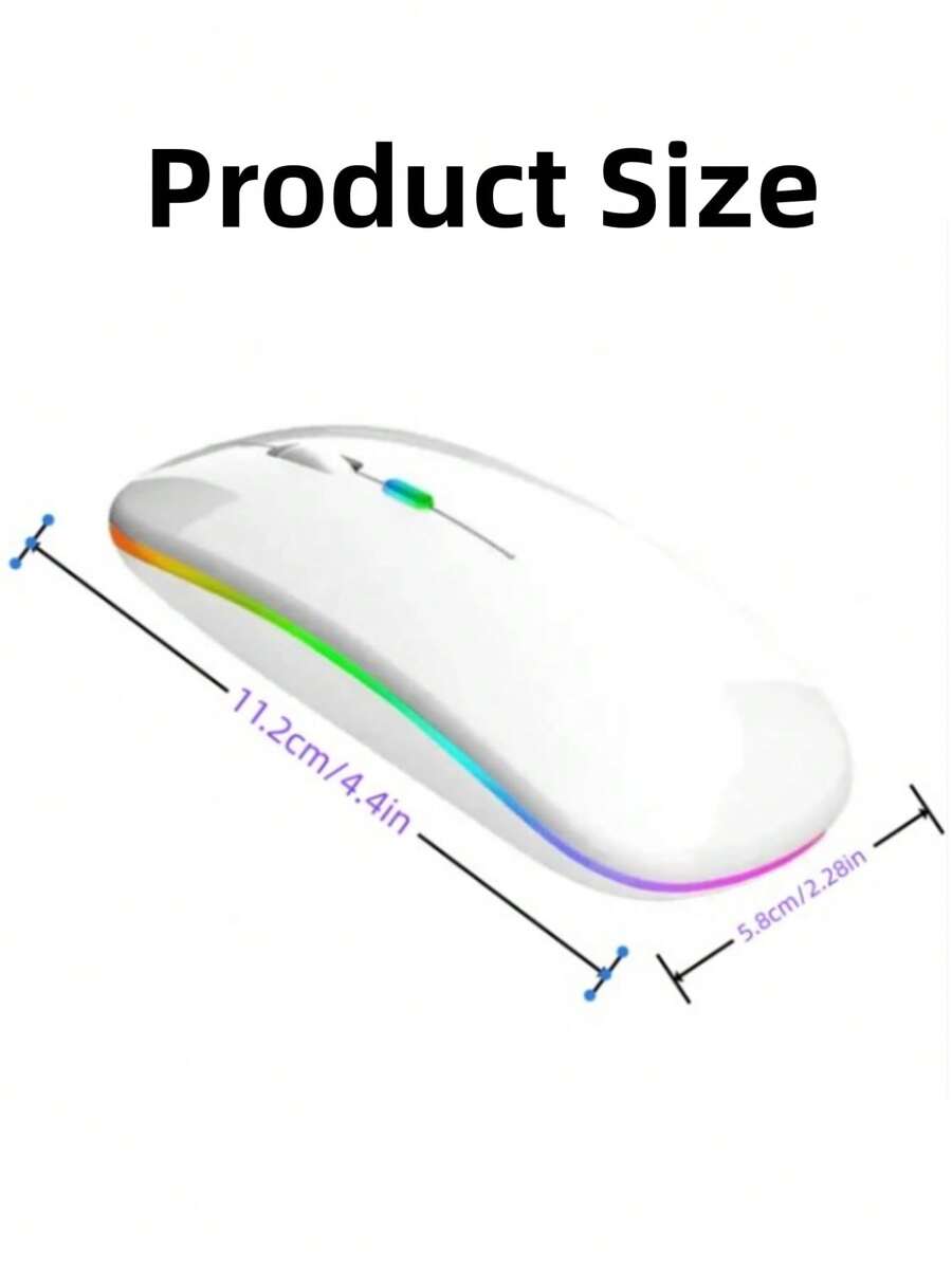 2.4ghz Led Light Wireless Thin Rechargeable Portable Mouse White ...