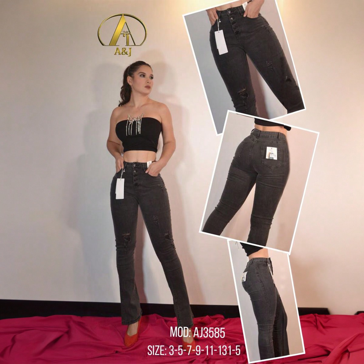 Flared BootCut Style Waist Trouser Jeans With On-Trend Ripped Detail ...